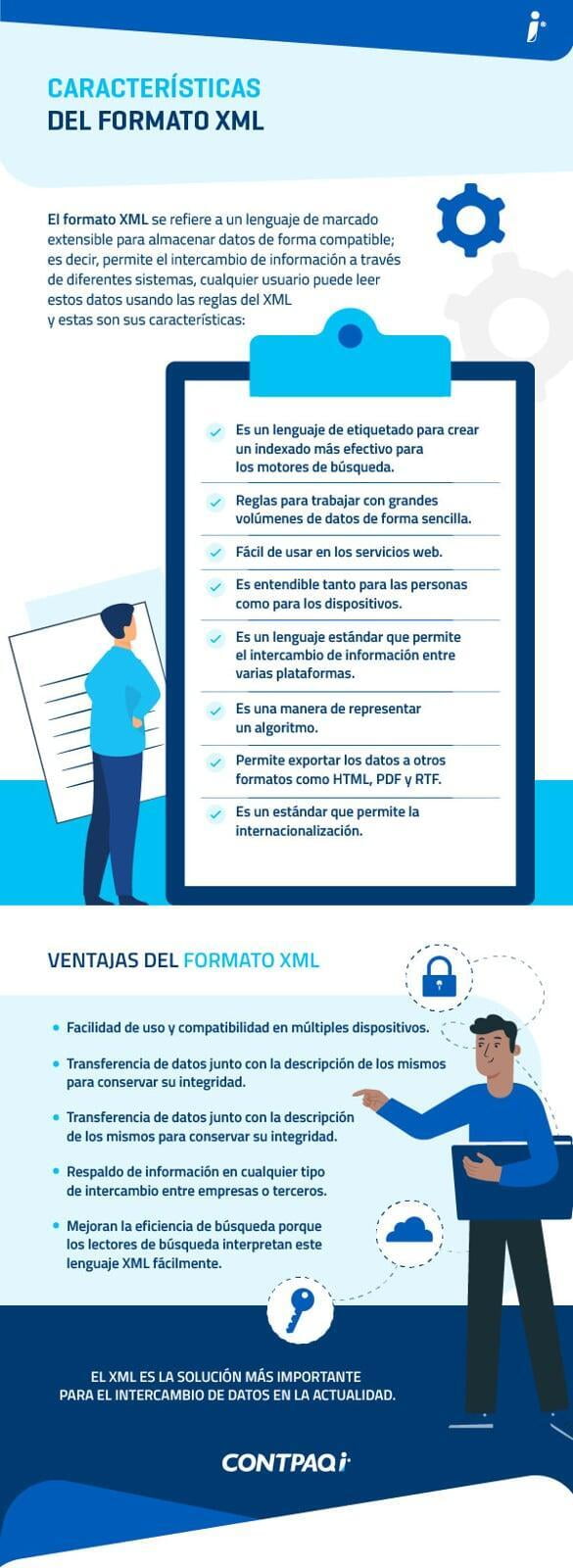 ¿Cuáles son las características del formato XML?